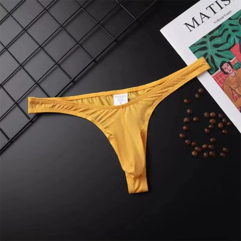 Men's Silky Mini Thong Bikini Raised Pouch Underwear | Gallery Man